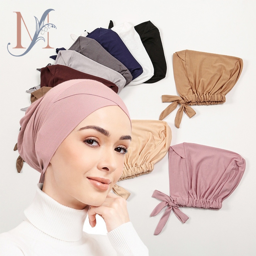 LMLAVEN Solid Color Cross Hijab Undercap Elastic Binding Rope Inner ...
