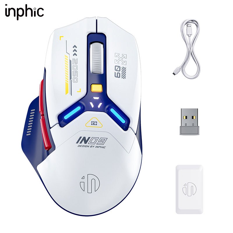 INPHIC IN9 Wired & Wireless Mouse Bluetooth Rechargeable RGB Lighting ...