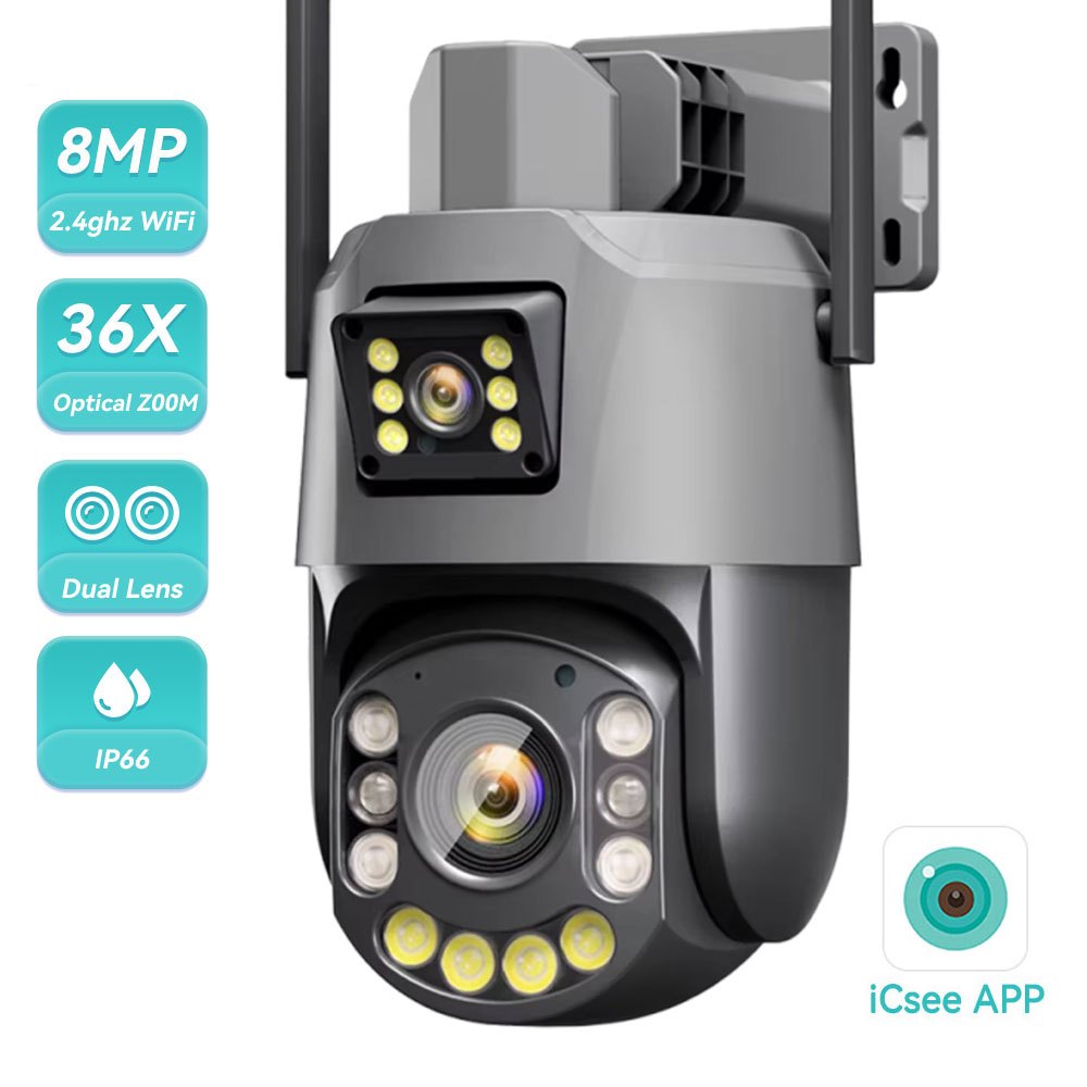 Hamrol 8MP 36X Optical Zoom Dual Lens PTZ WiFi Camera Outdoor 100M IR ...