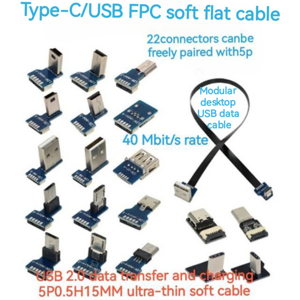 Usb Flexible Flat Cable Ultra-Thin Micro usb to usb Cable Type-c to ...