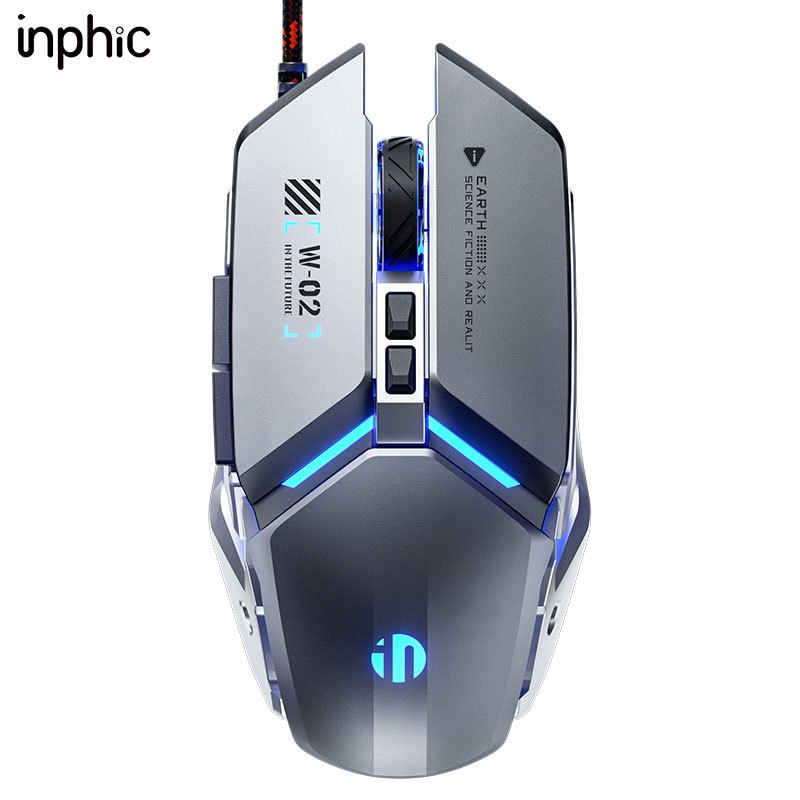 Inphic W2 Wired Gaming Mouse 200-8800dpi 6 Customize Buttons Ergonomic ...