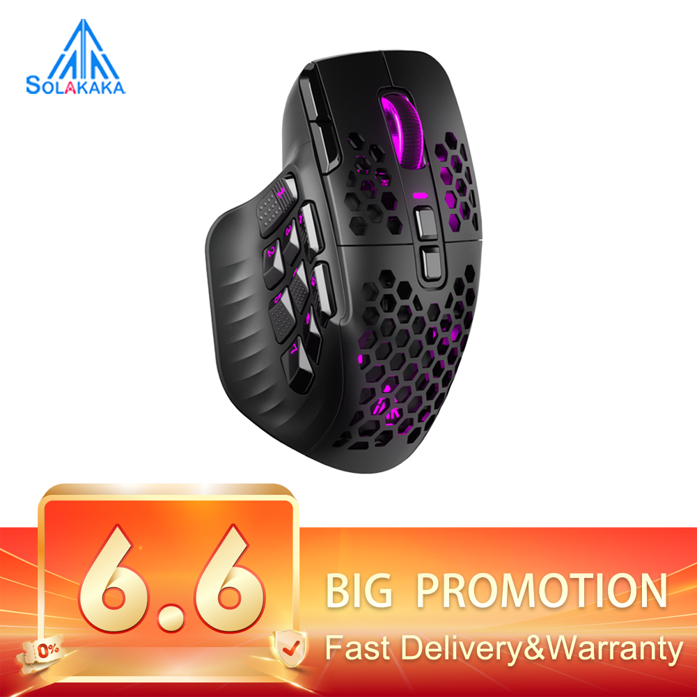 SOLAKAKA SM809 PRO MMO Wired 2.4G Wireless Bluetooth Gaming Mouse ...