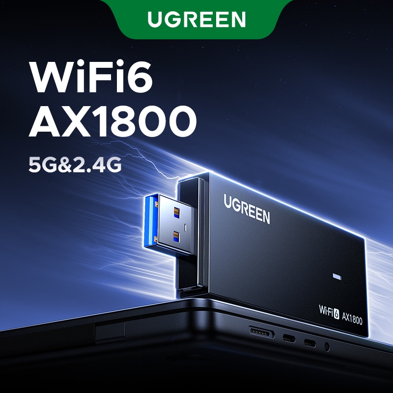 UGREEN AX1800 WiFi Adapter WiFi6 USB3.0 5G&2.4G Dual-band USB WiFi for PC Laptop Wifi Antenna ...