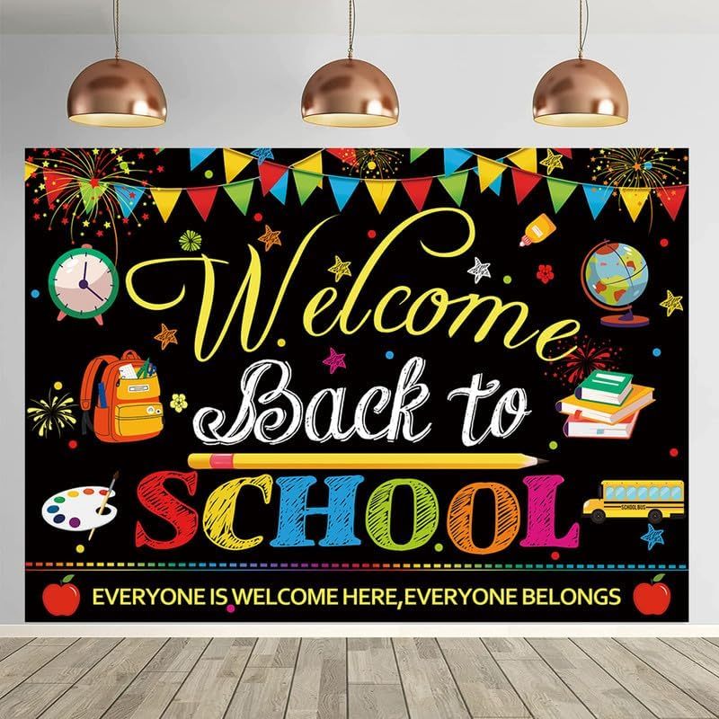Welcome Back to School Backdrop First Day of School Welcome Banner ...