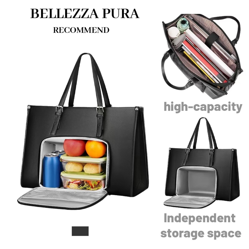 BELLEZZA PURA Handbag Laptop Tote Bag Lunch Compartment 15.6 Inch PU ...