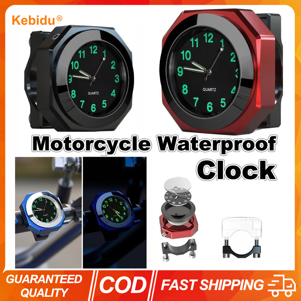 (COD) Universal Luminous 22-28mm Clock Motorcycle Handlebar Mount ...