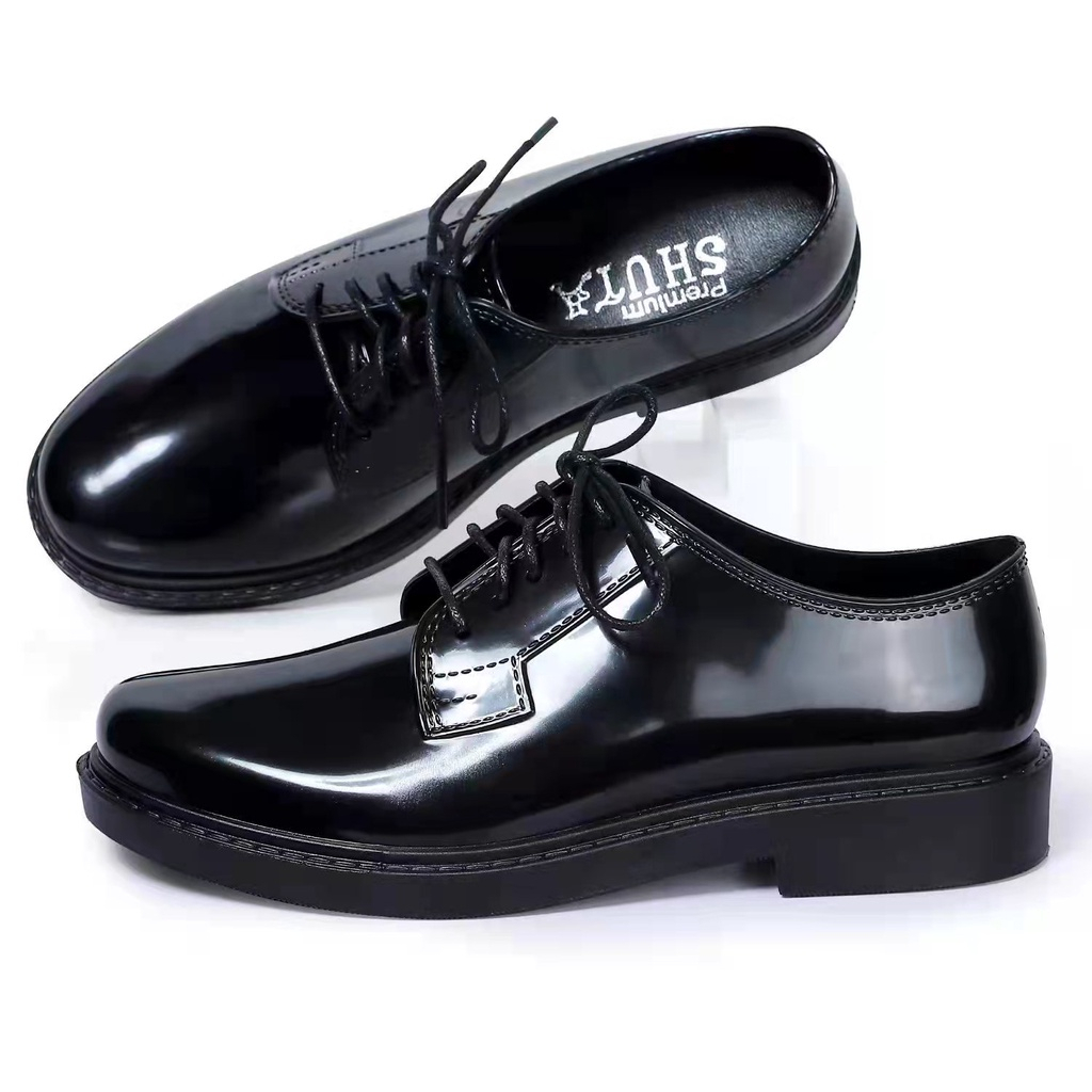 【SK】Black leather shoes office school security guard shoes for men# ...
