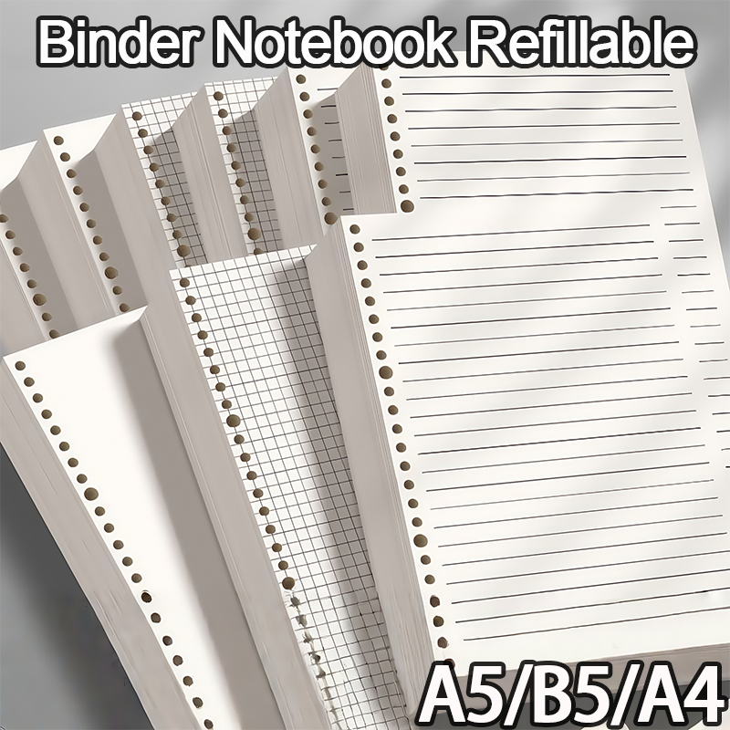Loose Leaf A5/B5/A4 Binder Notebook Refillable Refill Papers 20/26/30 ...