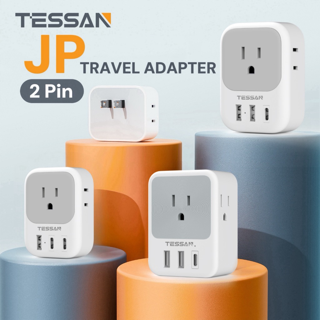 TESSAN Socket Extension Adapter with USB+Type C, Multi Plug Outlet ...