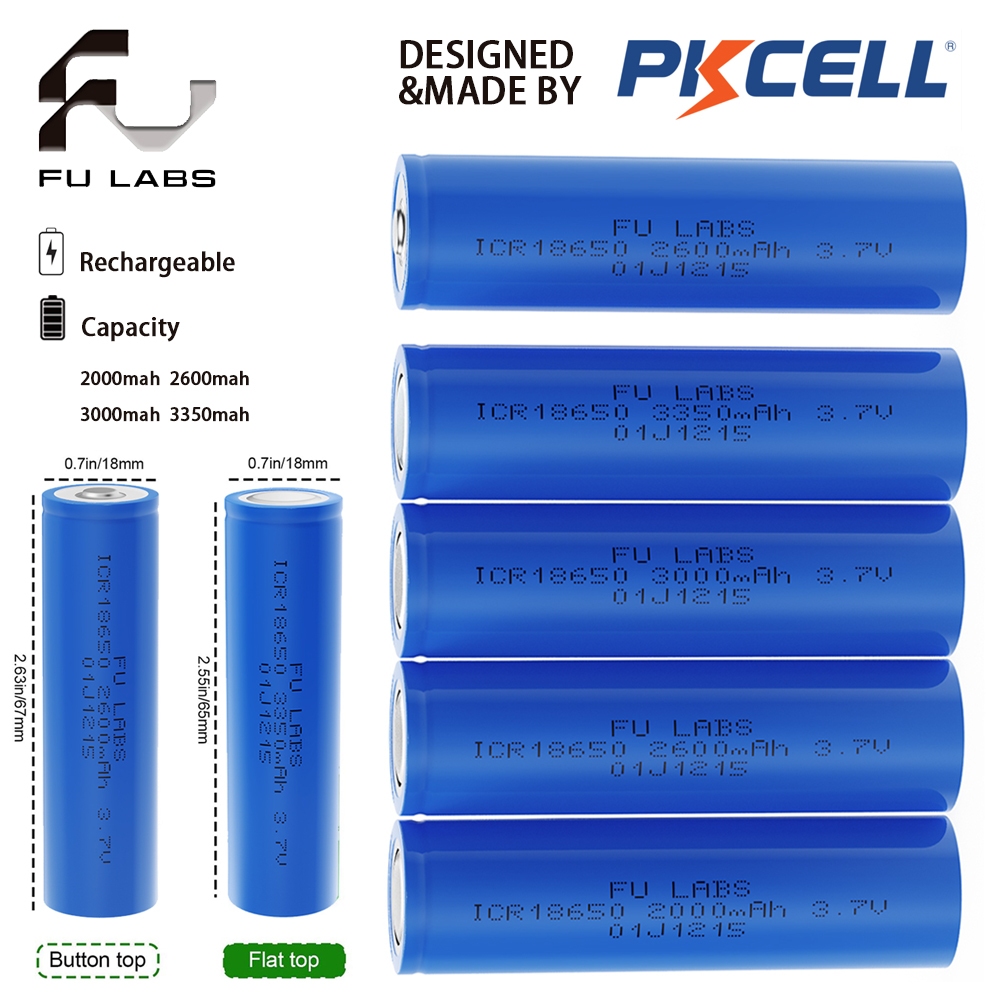 FU LABS 3.7V Lithium-ion 18650 Battery for Solar Electric Scooter Mini ...