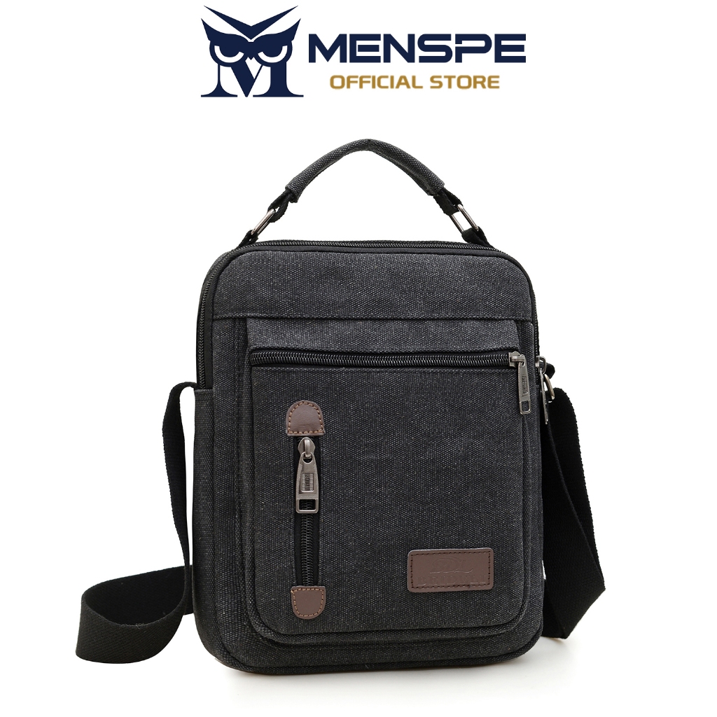 MENSPE Men's Canvas Retro Shoulder Bag College Student Fashion Commuter ...