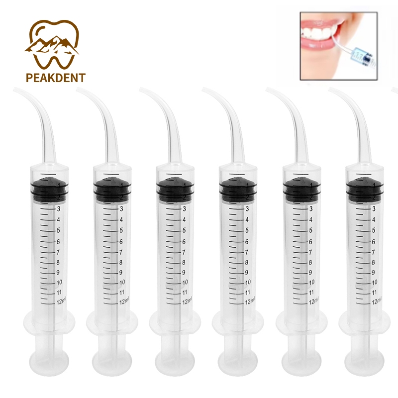5Pcs Disposable Plastic Dental Elbow Irrigation Syringe Teeth Flushing ...
