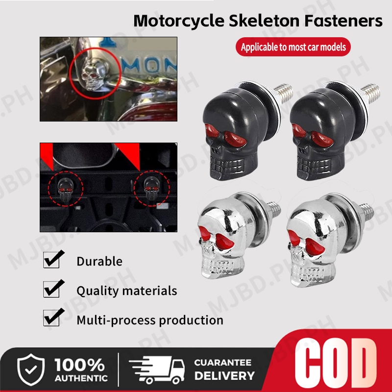 2Pcs Skull License Plate Frame Bolts Screws Fastener Cap Bolts ...