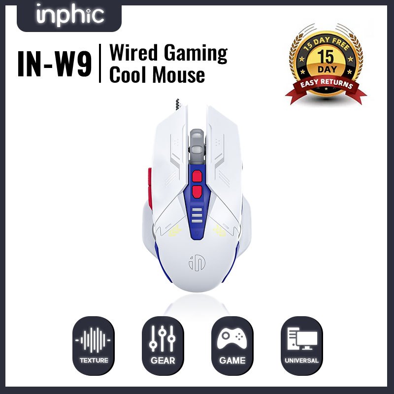 INPHIC W9 Wired Gaming Mouse 200-12800DPI 7 Programmable Buttons, Macro ...