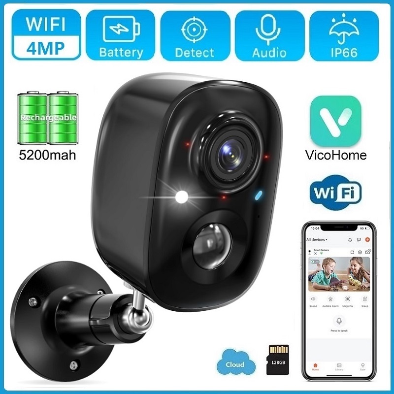 4MP Wireless Battery Powered CCTV Outdoor Camera Waterproof ...