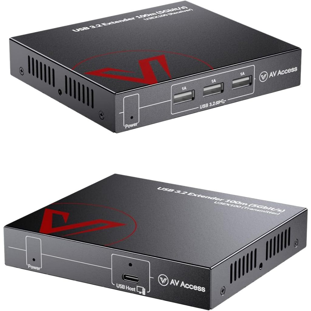 AV Access USB 3.0 Extender Over Ethernet Cat6a/7 100M, 4 USB 3.2 Ports 5Gbps for Long Distance ...