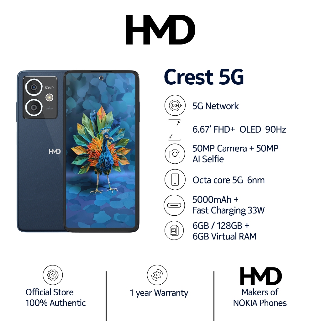 HMD Crest 5G 50MP Selfie 6.67‘’ OLED Screen 33W Fast Charging & HMD Smartphone Pulse Pro Android ...