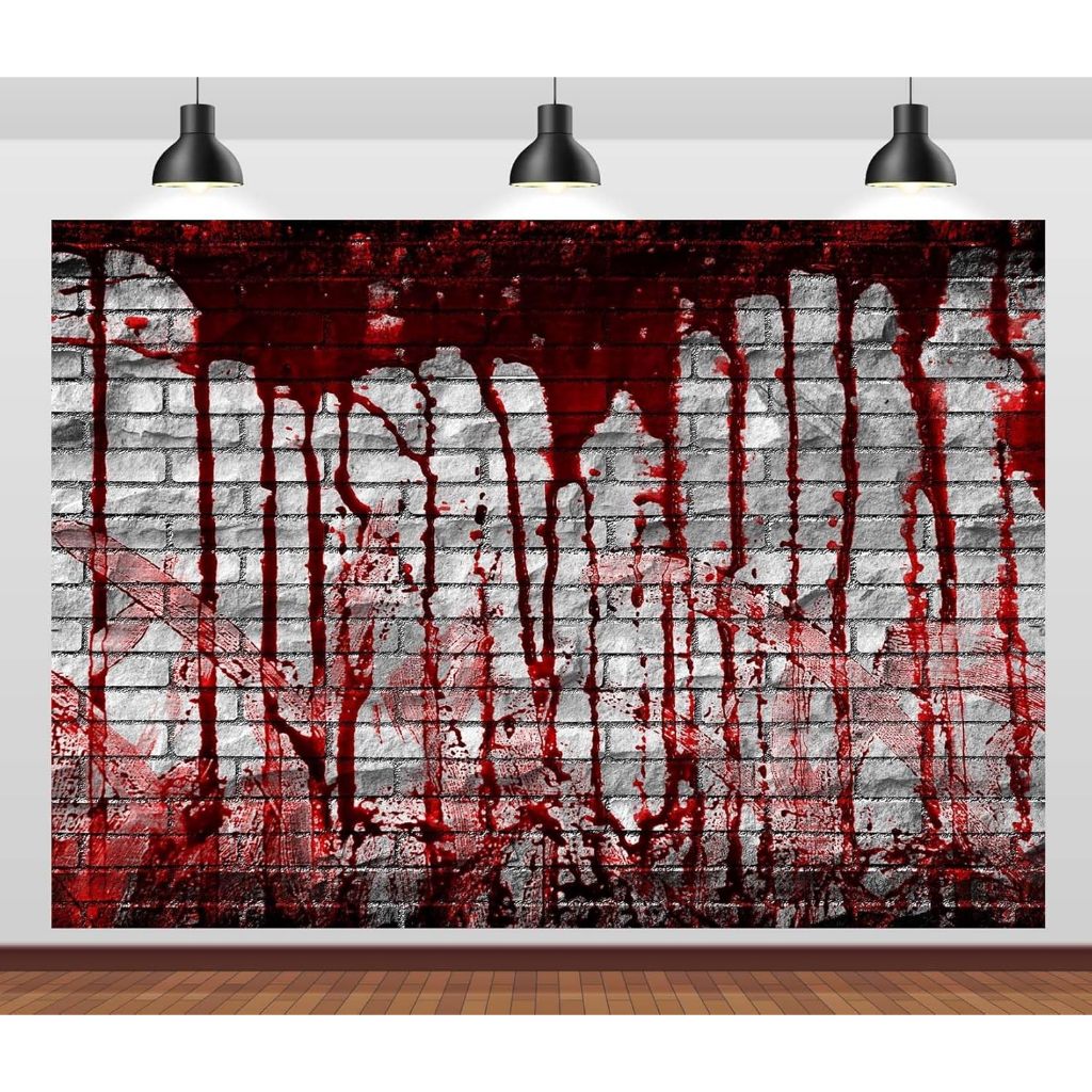 Halloween Bloody Brick Wall Photography Backdrop 5x3ft Scary Red ...