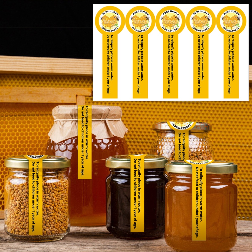 50 Pieces/Pack "Pure Honey 100% Natural" Packaging Labels Honey ...