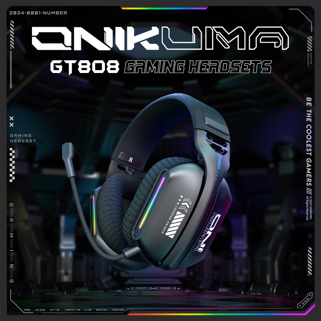 ONIKUMA GT808 Three Mode With Mic E-Sports Wireless Gaming Headset RGB ...