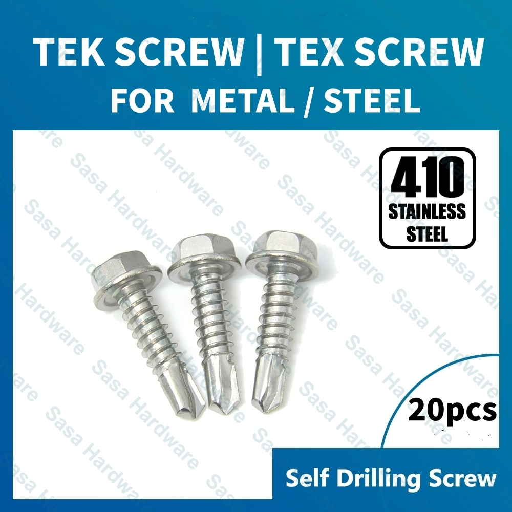 20pcs TEK SCREW/TEX SCREW with Rubber Heavy Duty 410 Stainless | Shopee ...