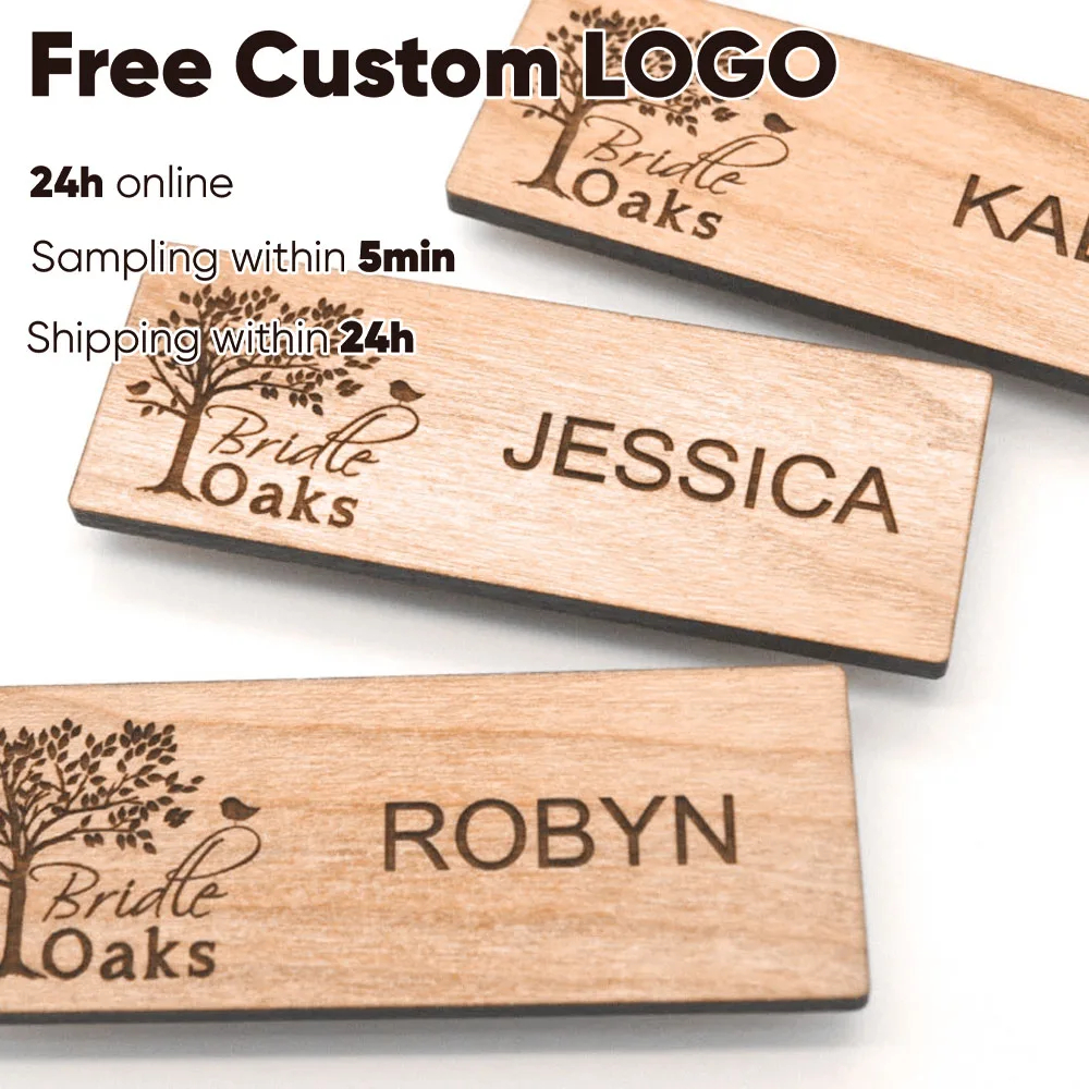 60*20mm Free Personalize DIY Wooden Name Plate Engraved Text Title LOGO ...