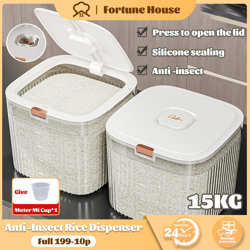 FORTUNE HOUSE 5/10/15KG Rice Dispenser Insect-proof Moisture-proof Rice ...