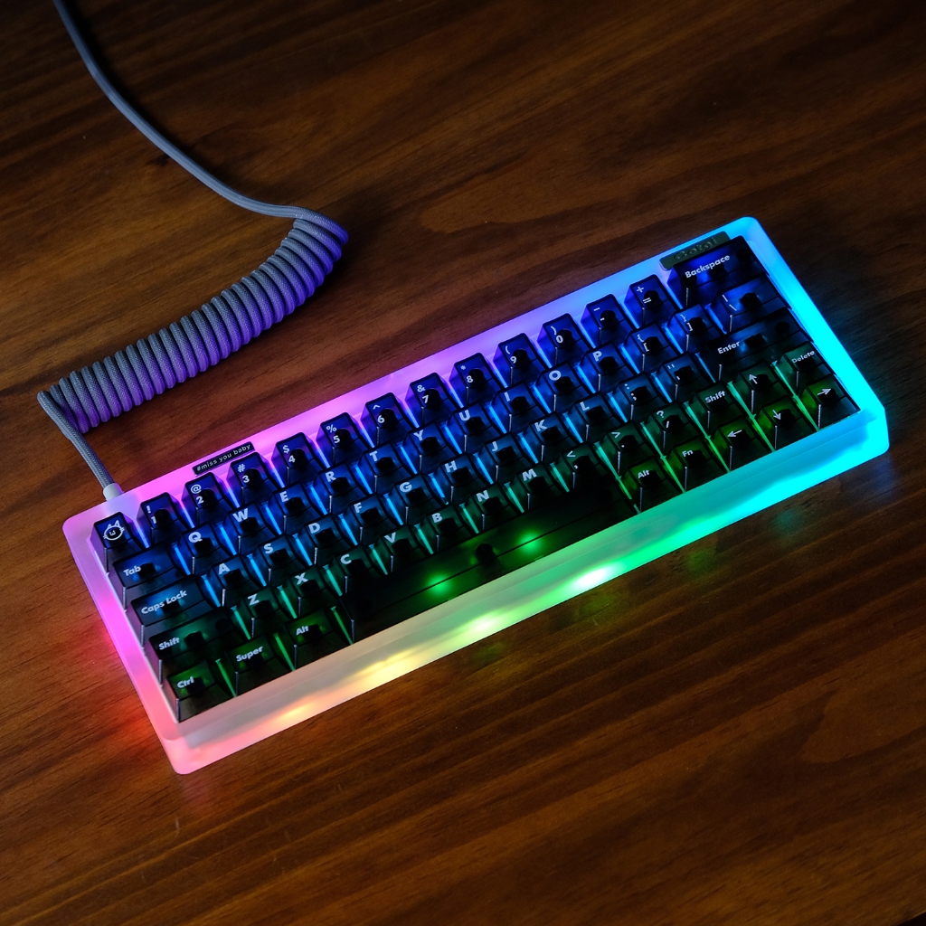 Aifei Foggy Transparent black Keycaps RGB Light Through matte Cherry ...