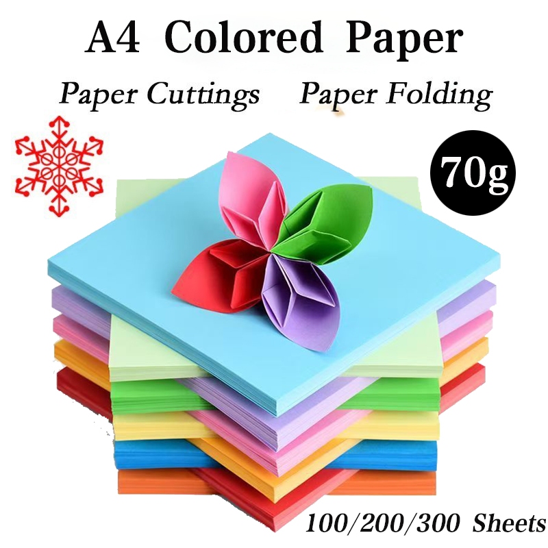A4 Copy Paper 100Pcs Colored 10 Different Colors Crafting Decorating ...