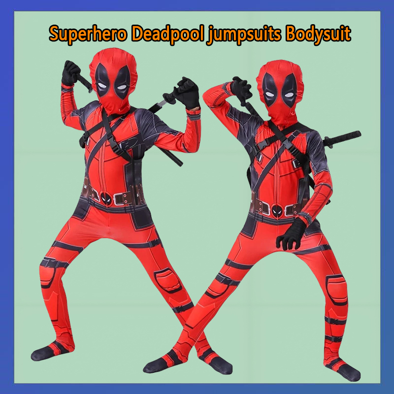 Superhero Deadpool jumpsuits Bodyguard Bodysuit for Kids Halloween ...