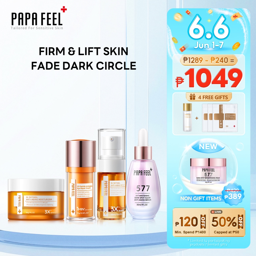 PAPA FEEL【Skin Care Set】5D Peptide Fade Dark Circles Eye Cream + Anti ...