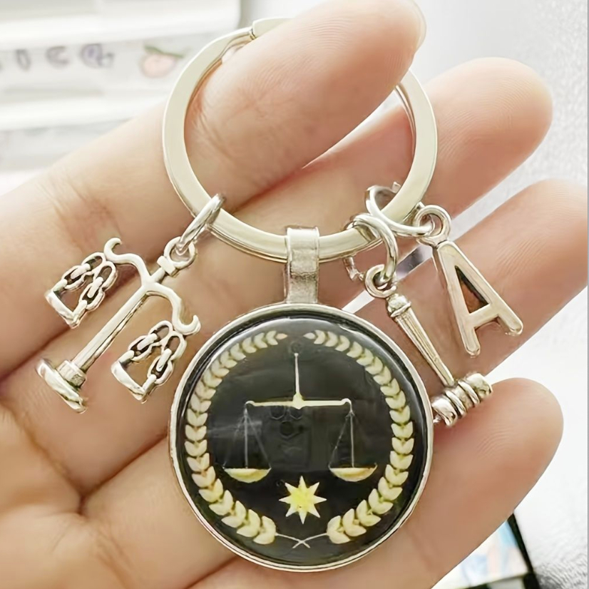 Lawyer Keychain Justice Scale Judge Hammer Glass Dome Cabochon Keychain ...