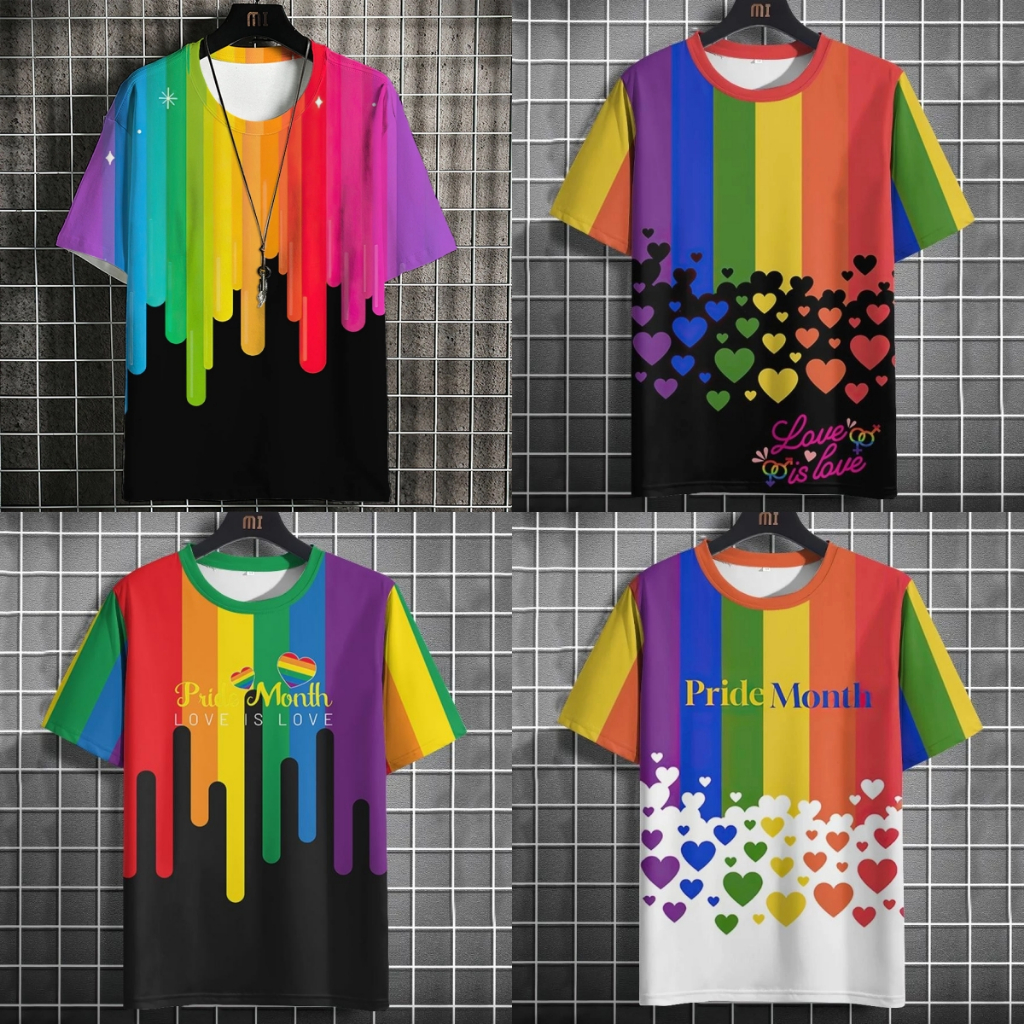 2025 Pride Month Rainbow Pattern Printing LGBT Unisex Shirts New Trendy ...