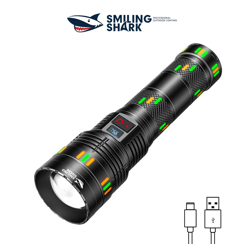Smiling Shark Powerful Flashlight Led M80 12000LM Strong Light Flash ...