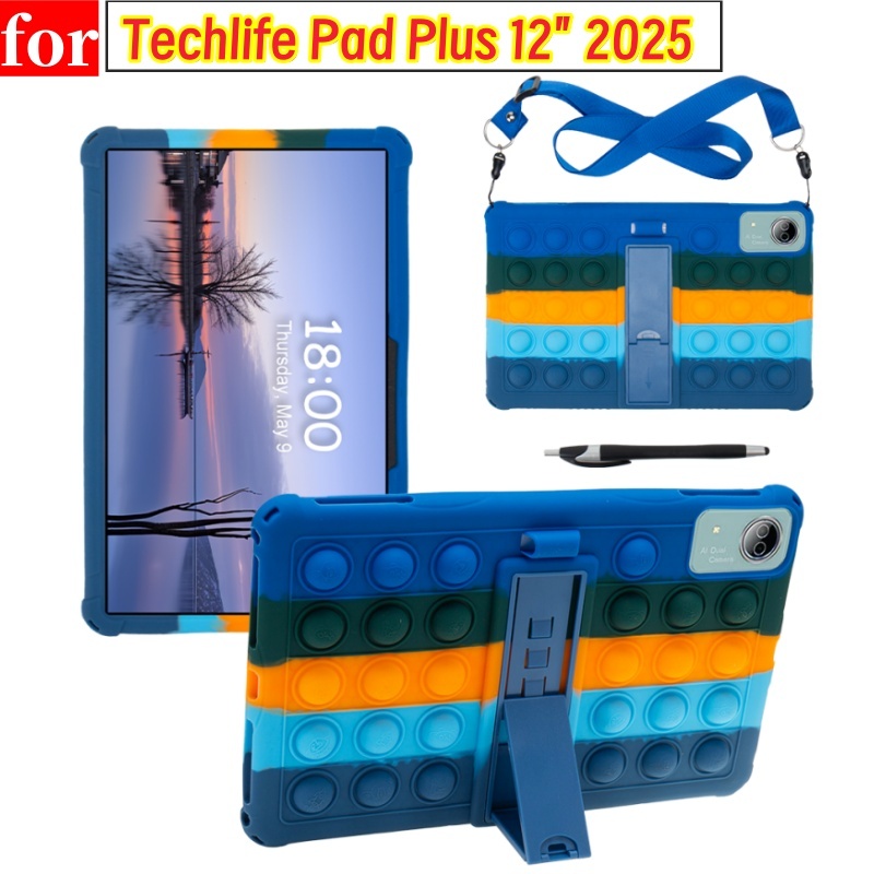 Tablet Case For Techlife Pad Plus 12 Inch 2025 Soft Silicone Stress ...