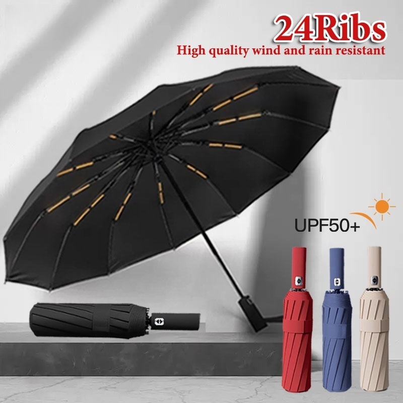 Automatic Umbrella Windproof tri-folding Sun protection and UV ...