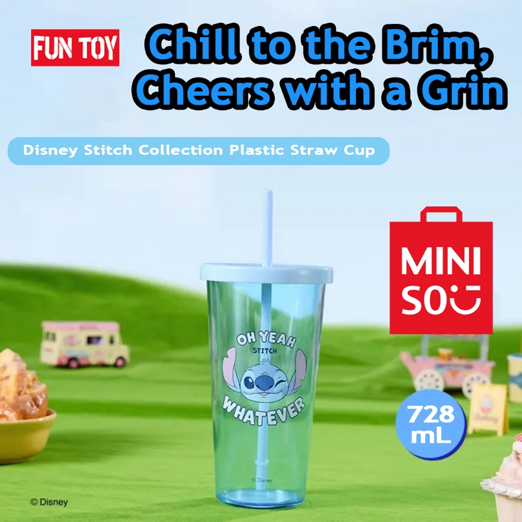 MINISO Disney Stitch Series 728mL Space Tumbler with Straw & Ice Pop ...