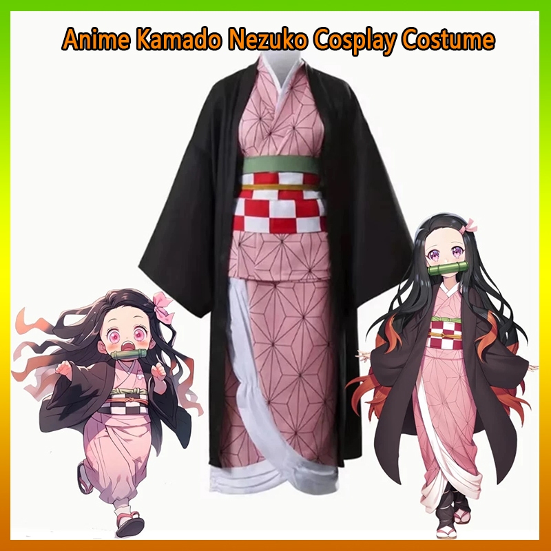 Anime Kamado Nezuko Cosplay Costume Kimono Demon Slayer Kamado Costume ...