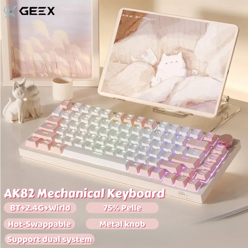【Ready Stock】Tulip AK82 Mechanical Keyboard Wireless Bluetooth Cute ...