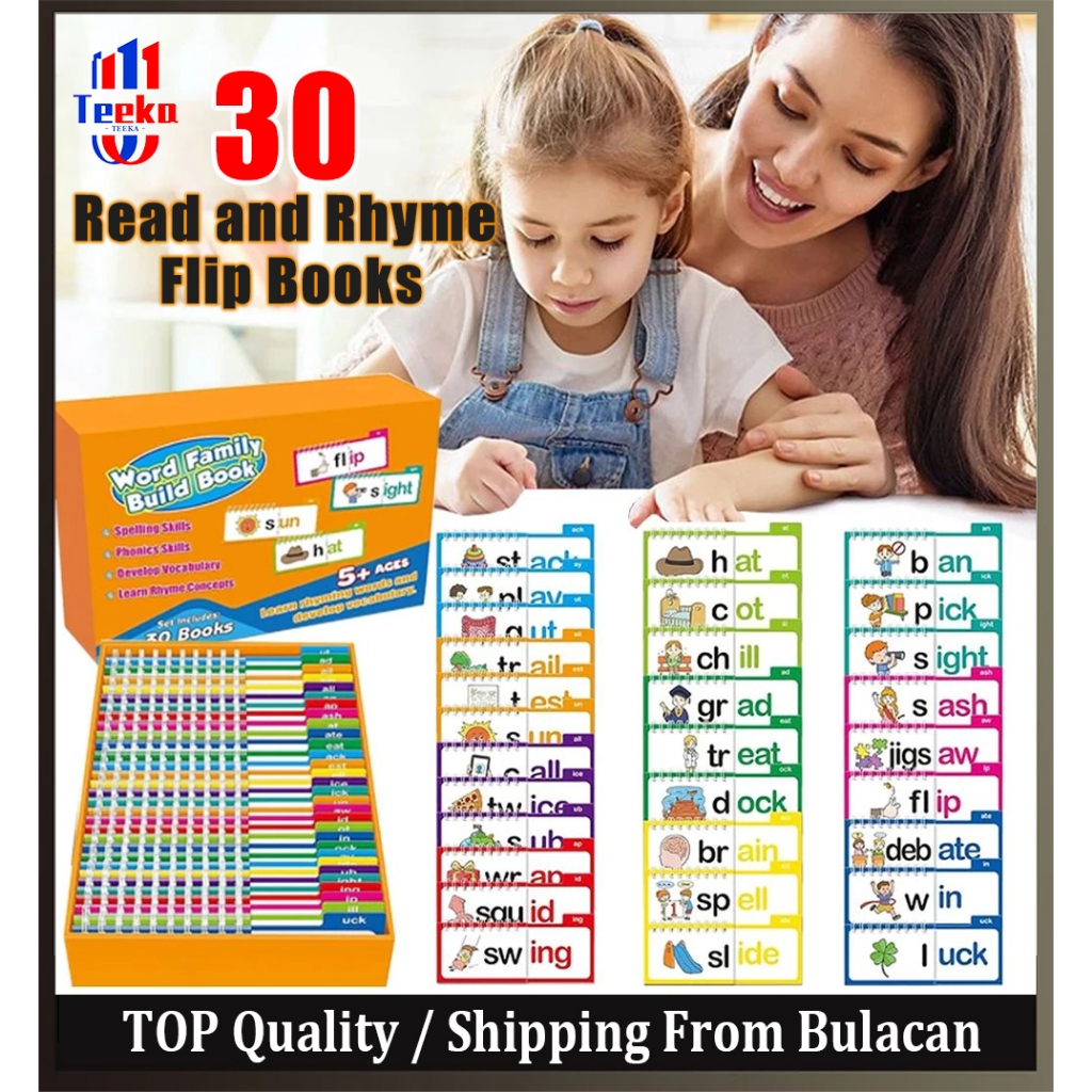 TEEKA 30 Read And Rhyme Flip Books, Word Families Flash Cards, ABC ...