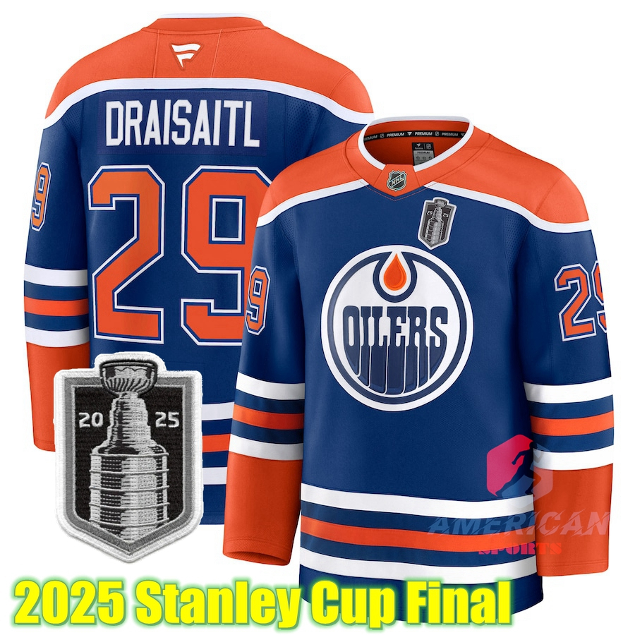 Men's NHL Jersey 2025 Stanley Cup Final Edmonton Oilers Leon Draisaitl ...