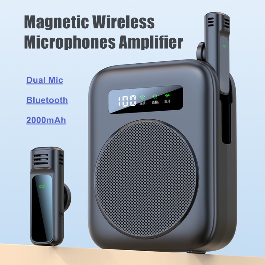 M10 Magnetic Wireless Microphone Voice Amplifier With Bluetooth Lapel ...