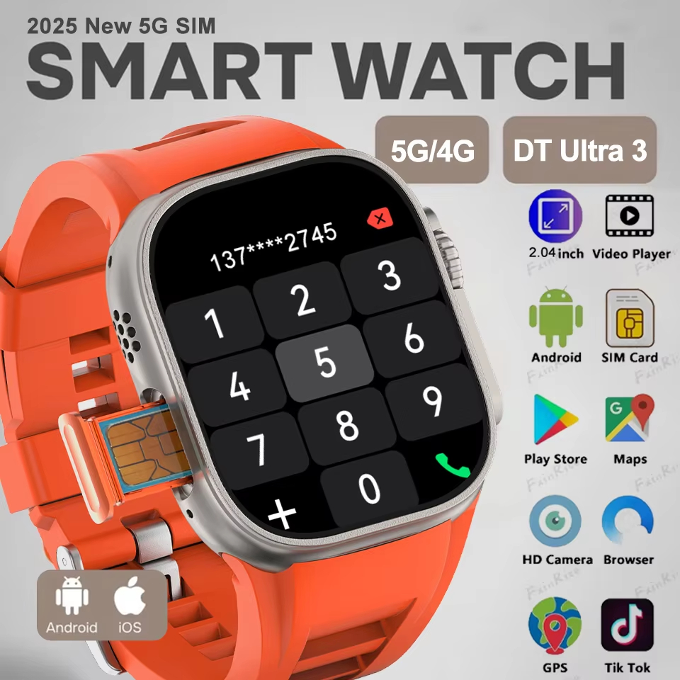 5G SIM Smart Watch DT Ultra 3 GPS WIFI Video Call SOS AMOLED Google ...