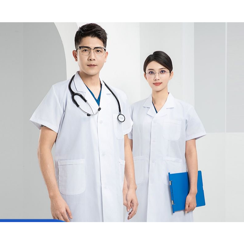 Nurse Workwear White Coat Female Long-Sleeved Doctor Uniform Male Short ...