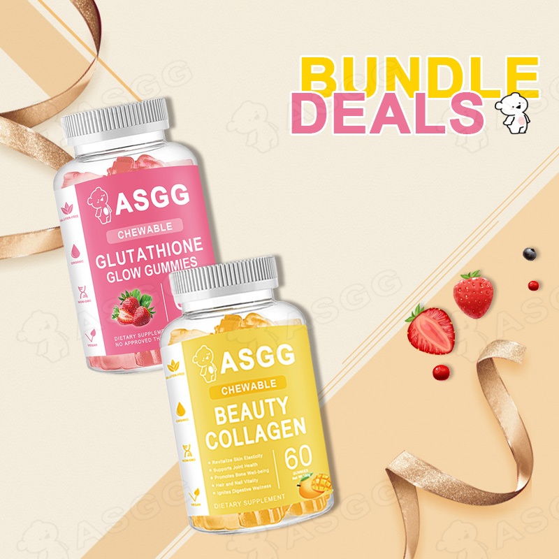 ASGG Glutathione Collagen Glow Vitamins C Collagen Gummies Whitening ...