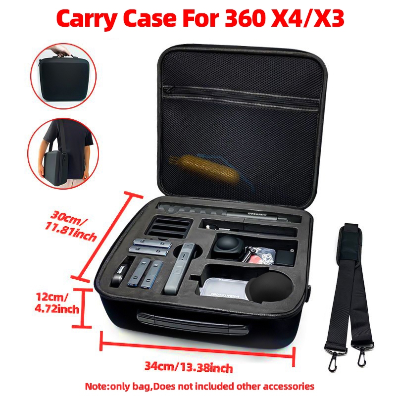 Carrying Case for Insta360 X4/X3/One X2/X Camera Fits Invisible Dive ...