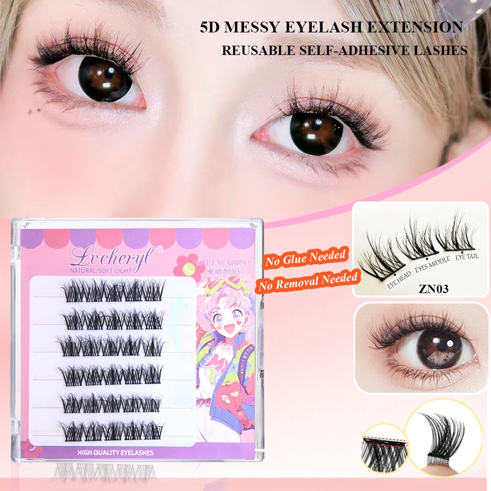 Lvcheryl Messy Self-adhesive Eyelashes No Glue Needed Cross DIY Eyelash ...
