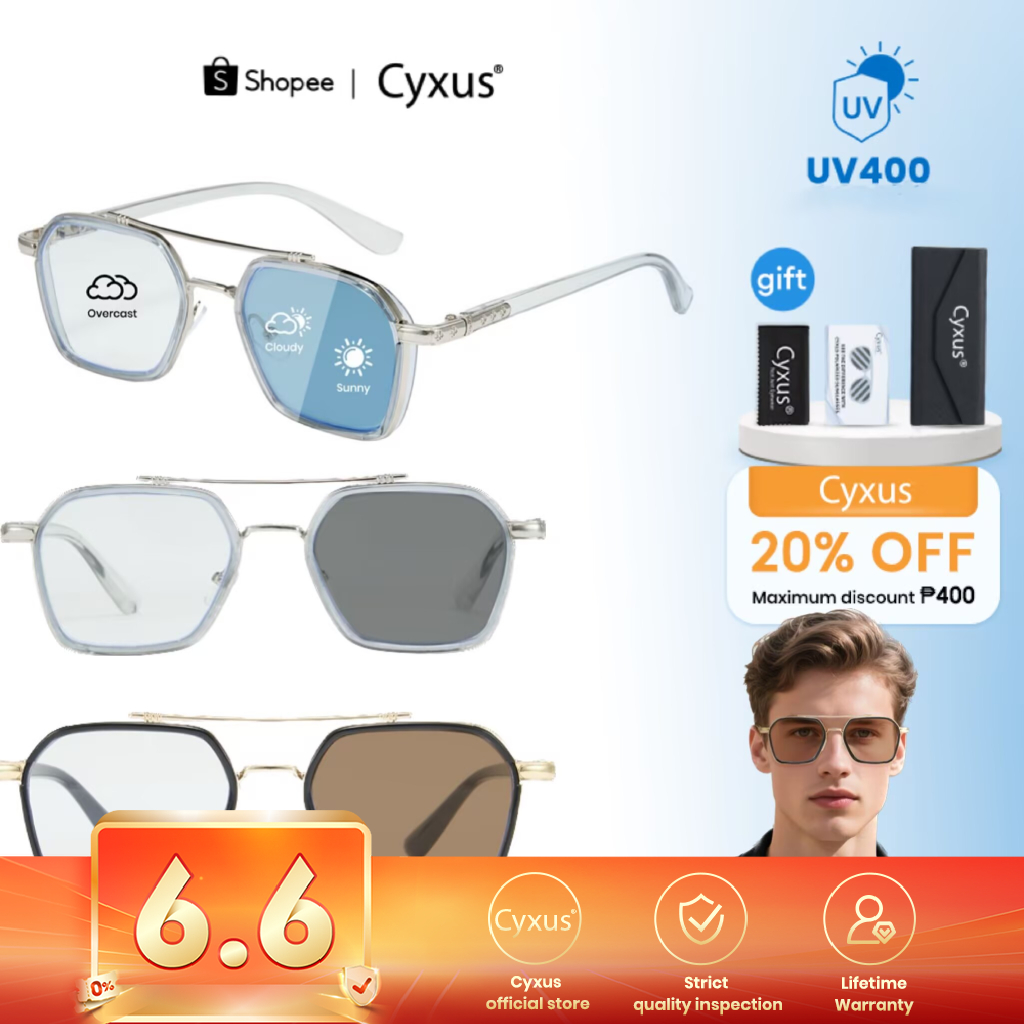 Cyxus Photochromic Light-Adaptive Dual Protection Blue Light Blocking ...