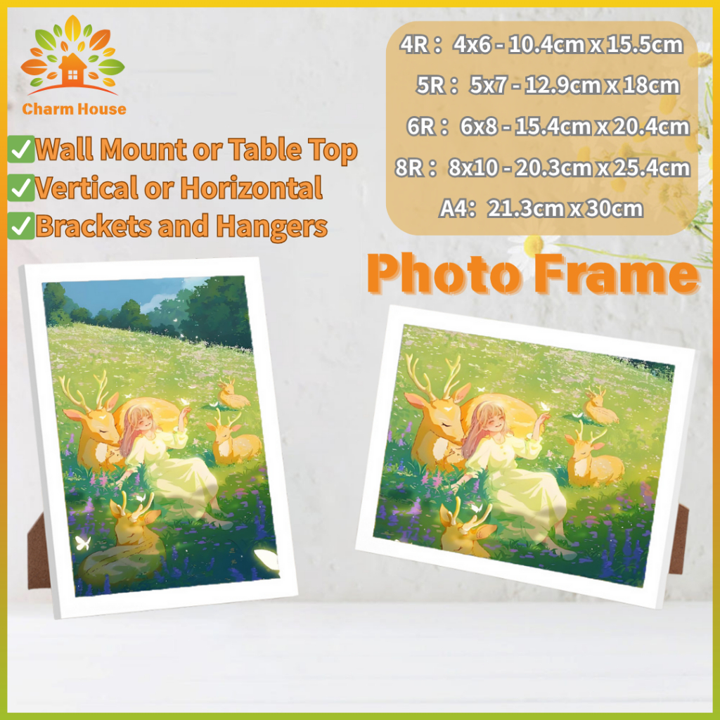 Picture Frame 4R / 5R / 6R / 8R / A4 Photo Frame Size Wall Decor with ...