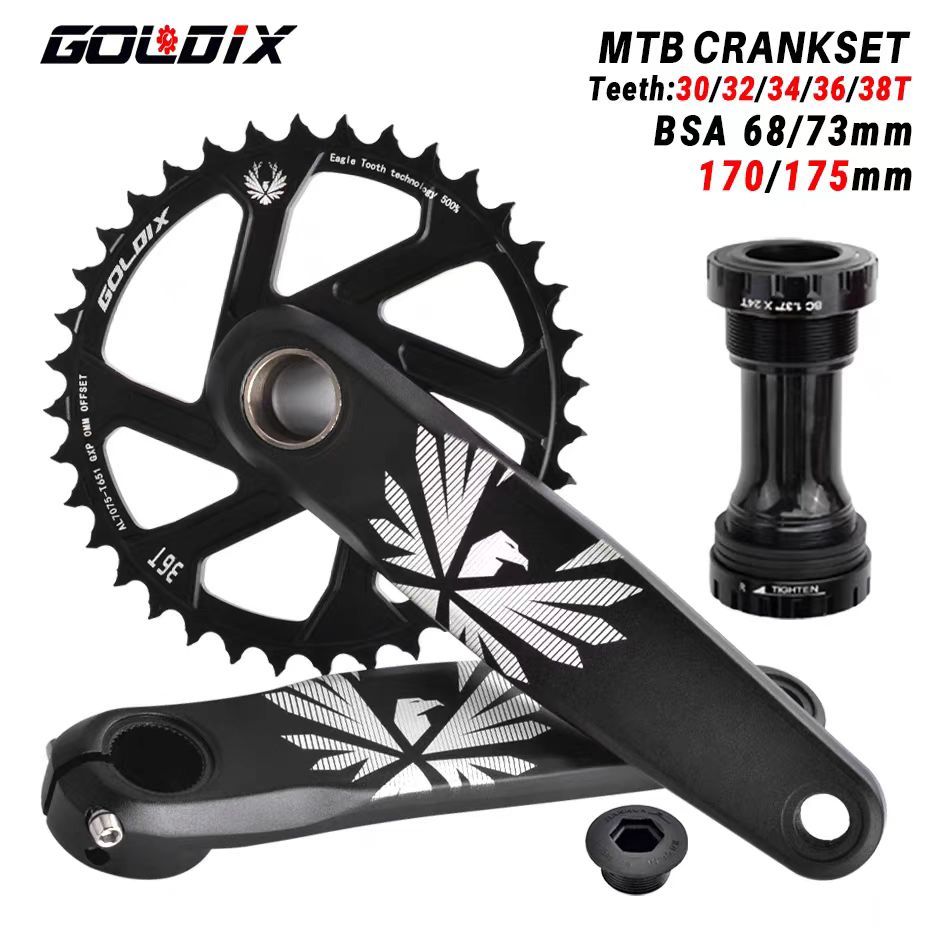 GOLDIX Bicycle Crankset GXP MTB Bike Crank Chainring Bike 170mm 175mm ...
